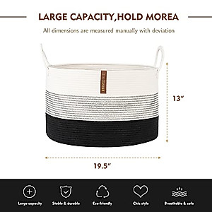 Laundry Baskets-Laundry Hamper,Storage Basket with Handles, Woven Storage Basket for Toys Bin,Pillows (Gradient Black)