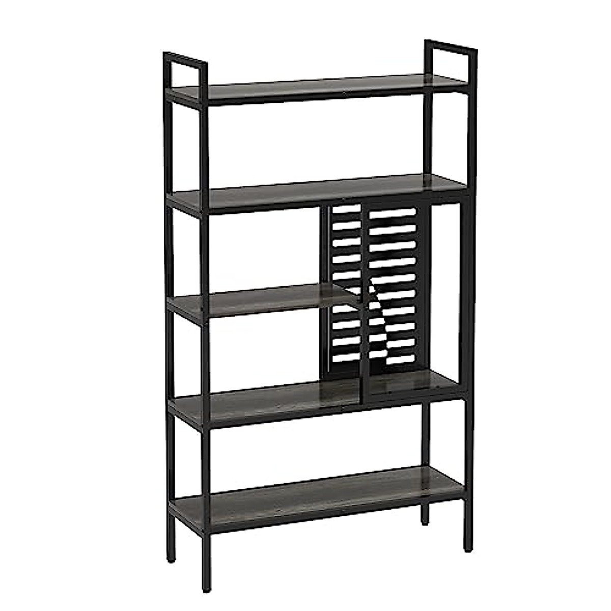 Anivia 5 Tier Bookshelf, Ladder Bookcase Display Shelves, Wide Book Shelf Bookcases for Home & Office, Oak/Black