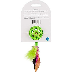 JW Pet Cataction Feather Ball with Bell, Cat Toy, Green, 1 Count (Pack of 1) (71059)