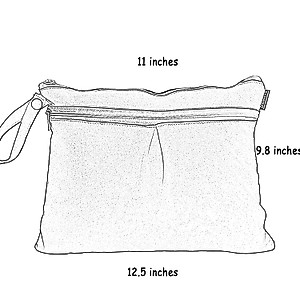 Damero 2pcs Travel Wet and Dry Bag with Handle for Cloth Diaper, Pumping Parts, Clothes, Swimsuit and More, Easy to Grab and Go (Small, Gray Triangle+ Gray Dots)