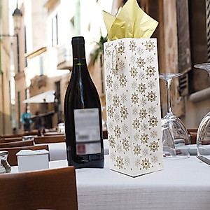 Lulu Home Gold Bottle Gift Bags with Tissue Paper, 12 Pcs Heavy Duty Xmas Bottle Cover with Tags for Holiday Decoration, Party Favors