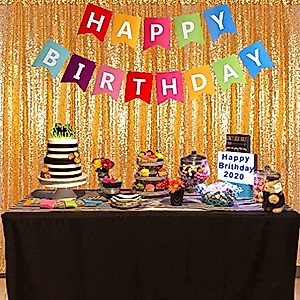 Partisout Sequin Curtain Backdrop 8ftx10ft Sequin Backdrop Sequence Backdrop Party Glitter Backdrop Sparkle Backdrop Wedding Photo Backdrop and Shimmer Backdrop (8ftx10ft, Gold)