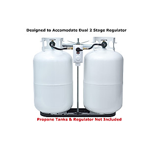 Flame King Dual RV Propane Tank Cylinder Rack for RVs and Trailers for 30lb Tanks - KT30MNT (Tanks Sold Separately), Black