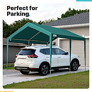 ADVANCE OUTDOOR 10x20 ft Carport with Adjustable Height from 9.5 ft to 11 ft, Heavy Duty Car Canopy Garage Party Tent Boat Shelter, Green