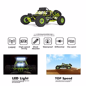 YuqiaoTime WLtoys 12427 RC Car 4WD 1/12 2.4G 50KM/H High Speed Monster Vehicle Remote Control Car RC Buggy Off-Road Car (12427 1B)