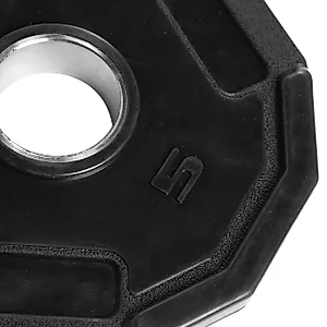 CAP Barbell 12-Sided Rubber Olympic Grip Weight Plates, Black, Single, 5 Pound