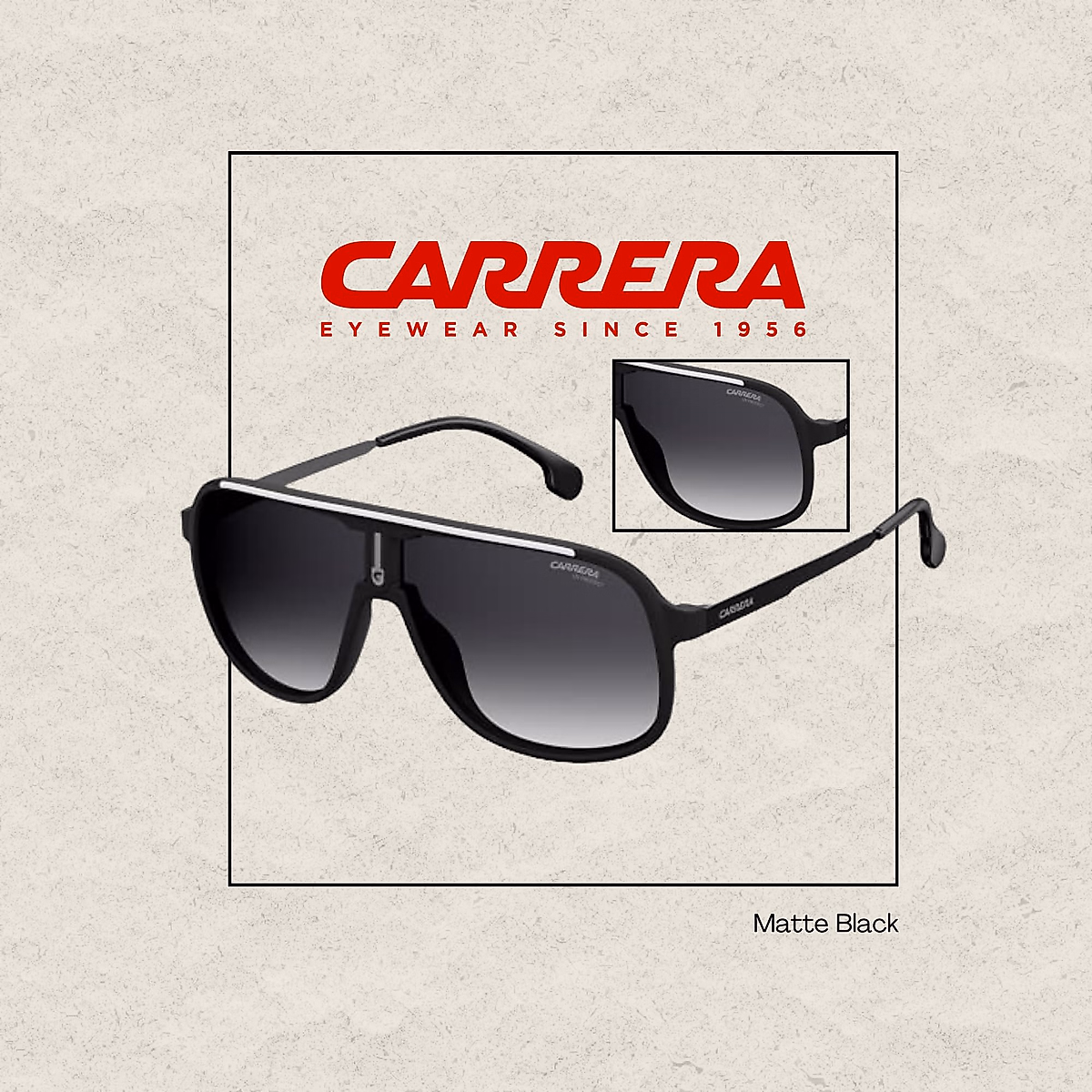 Carrera CA1007/s 0003/9O 62MM Matte Black/Dark Grey Gradient 62MM Rectangular Sunglasses for Men + BUNDLE with Designer iWear Eyewear Kit