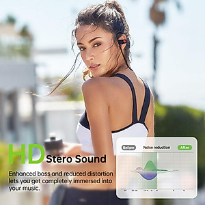 HOOTEK Bluetooth Earphones, V5.0 IPX7 Waterproof Earbuds Wireless Sport Headphones, Bass HD Stereo Sweatproof Earbuds, CVC8.0 Noise Cancelling Headset for Workout, Running, Gym, 8Hrs Up Play time