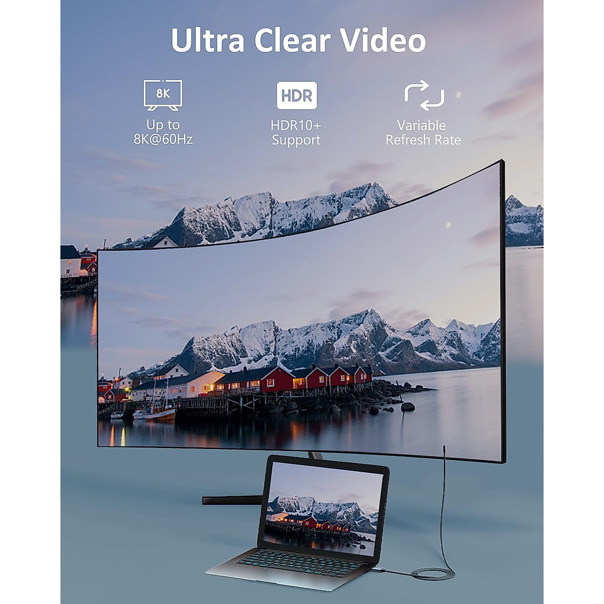 AGFINEST 8K DisplayPort to HDMI Cable[8K@60Hz,4K@120Hz,2K@165Hz], 10FT Unidirectional DP 1.4 to HDMI 2.1 Video Cable, Support HDR/HDCP 2.3/DSC 1.2 for PC, HP, DELL, AMD NVIDIA Graphics Card and More