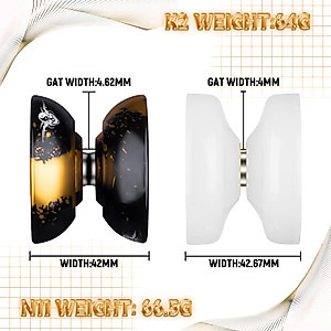 MAGICYOYO Pack of 2 Responsive Yoyos - N11 Black Golden Yoyo and K2 Snow White Fingerspin Yoyo for Kids Beginners, Dual Purpose Yoyos with Unresponsive Yoyo Bearings Kit, 2 Yoyo Bags, 12 Yoyo Strings