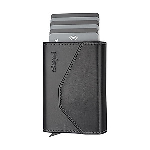 PULARYS Mini Wallet RAVEN - Multifunckion Credit Card Case - Italian Leather - RFID blocking - Size: 6.5 x 10 x 2.5 cm - Space for up to 7 Cards - Classic Design