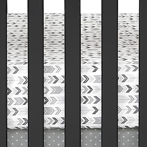 Lambs & Ivy Urban Jungle Gray/White Arrow Print 100% Cotton Fitted Crib Sheet