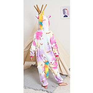 Riverchan Kids Unicorn Onesie Animal Pajamas Halloween Cosplay Costume Sleepwear Gift for Girls and Boys (10-12 Years, PEGASUS)