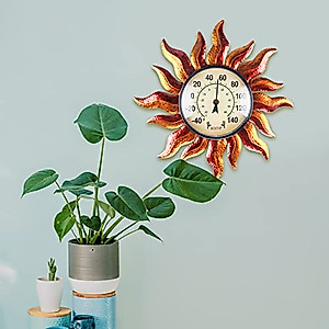 MUMTOP Outdoor Thermometers for Patio, Indoor Outdoor Thermometer,Sun Wall Thermometer Wireless Hygrometer, No Battery Needed Patio Hanging Decor