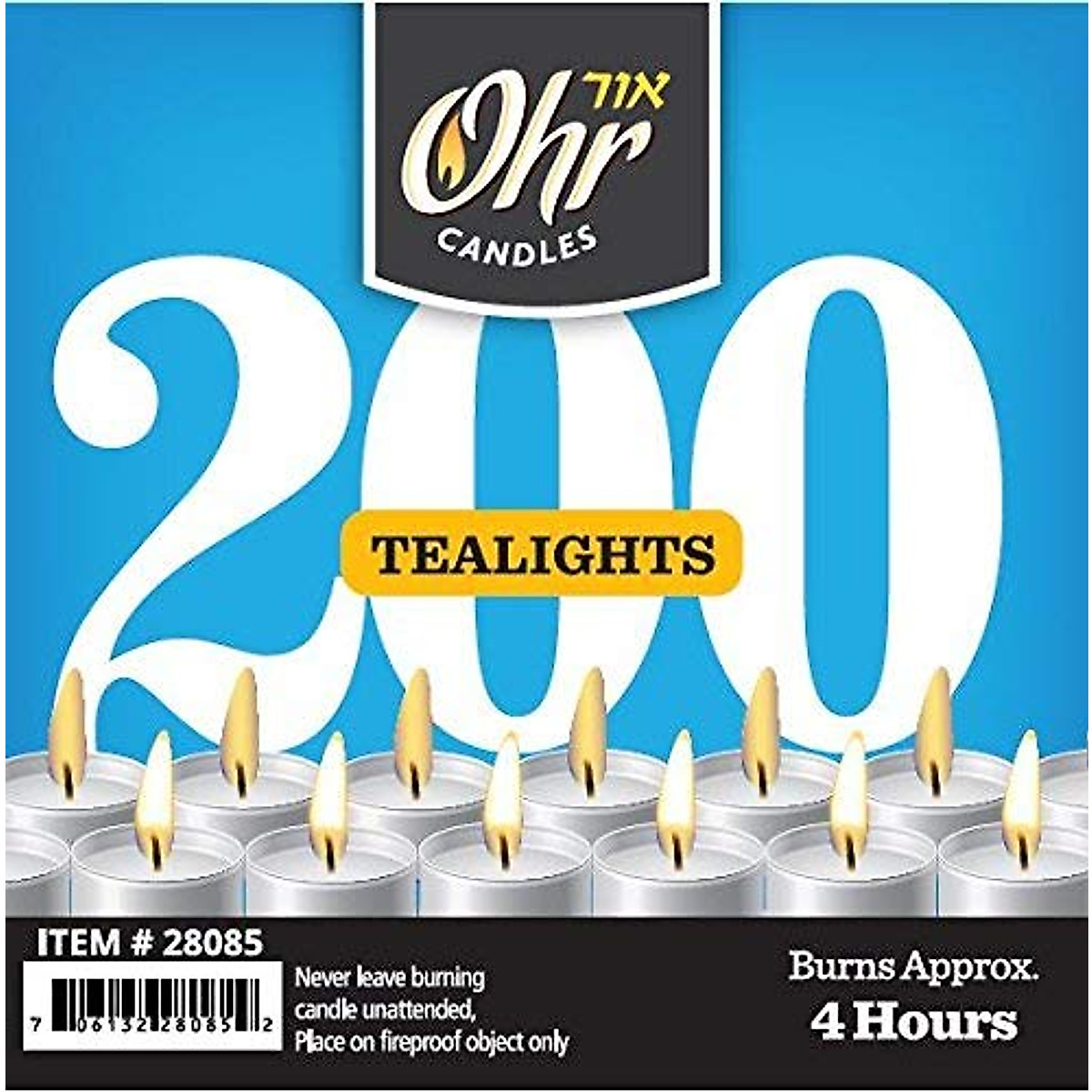 Ohr Tealight Candles - 200 Pack Bulk Tea Lights Candles - White Tealights Unscented - 4 Hour Burn Time