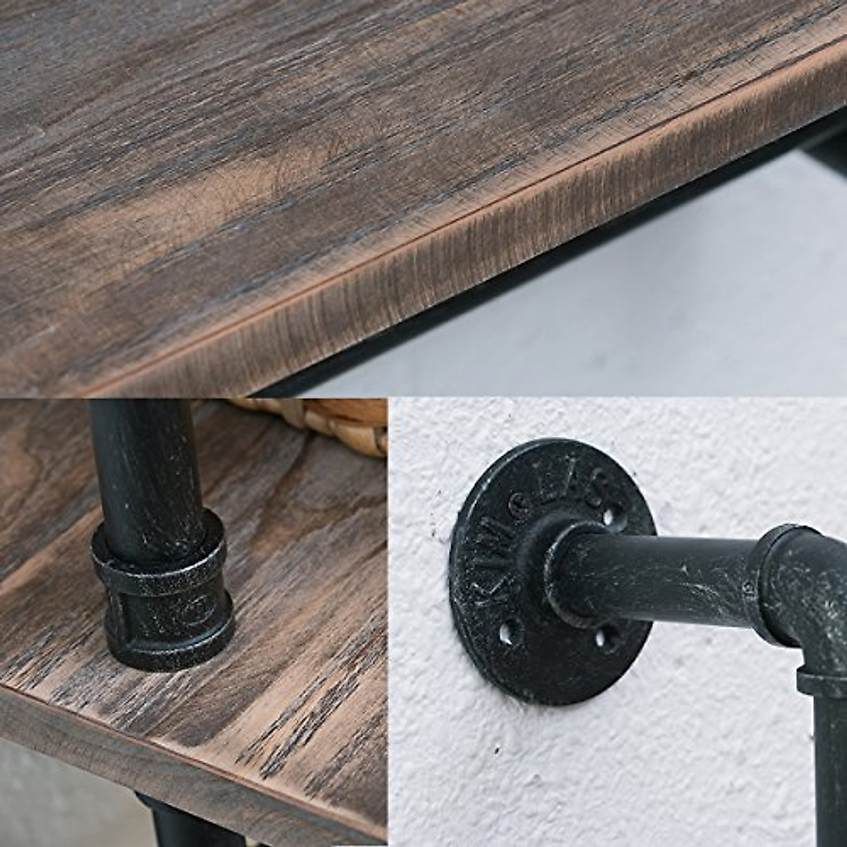 Womio Industrial Pipe Bathroom Shelves Wall Mounted with Towel Bar,19.7in Rustic Wall Decor Farmhouse,3 Tiered Towel Rack Metal Floating Shelves Towel Holder,Wall Shelf Over Toilet