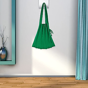 Segolike Women Knit Pleated Korean Fashion Shoulder Pleated Bag Ladies Elegant Tote Bag, Green