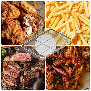 Extra Large Air Fryer Basket for Oven, 18.7'' x 11.9'' Stainless Steel Crisper Basket for Convection Oven, Baking Pan Perfect for the Grill, Dishwasher Safe, 2 Pack