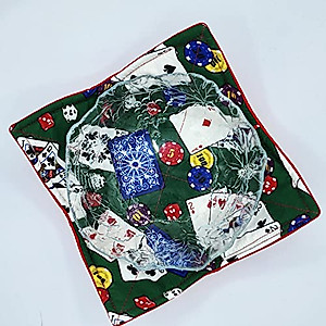Poker Microwave Cozy Gambling Reversible Microwavable Bowl Holder Las Vegas Playing Cards Soup Buddy Man Cave Gaming Dice Potholder Masculine Handmade Housewarming Hostess Gift Under 10
