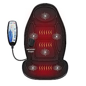 Snailax Back Massage Seat Cushion, Memory Foam Pad, 5 Massage Modes & 2 Heat Settings, Seat Massager for Office Chair,Home Use
