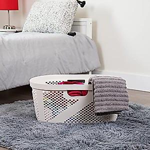 Mind Reader Basket Collection, Laundry Basket, 40 Liter (10kg/22lbs) Capacity, Cut Out Handles, Ventilated, 14.5"L x 23"W x 10.5"H, Ivory