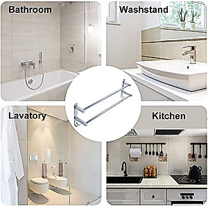 Towel Bars Freely Retractable 20-30 Inche Stainless Steel 304 Bath Towel Rack Strong 3M Adhesive Bathroom Wall-mounting Free mounting Hole-Installing washroom Kitchen Space Saving (2 Bars)