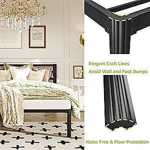 Daqutic Full Bed Frame with Headboard, 18-Inch Metal Platform Full Size Bed Frames with Round-Corner Leg, No Box Spring Needed, Heavy Duty Mattress Foundation, Noise-Free