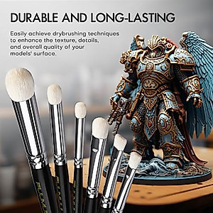 Miniature Paint Brushes Dry Brush Set, 12pcs Miniature Painting Modeling Fine Detail Paint Brush Set, Drybrush Paint Brush for Miniature, Vallejo, Model, Citadel, Figurine