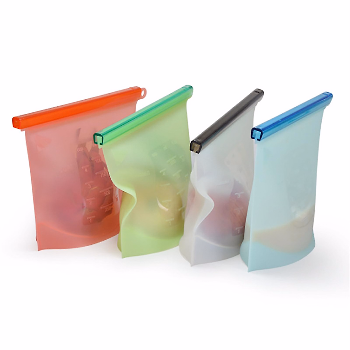 Reusable Silicone Food Storage Bags, WINDSIUUU 100% Silicone Food Grade Containers, Leakproof, Sandwich Snack Bags, Stand Up Zip Container for Soup and Leftovers, Dishwasher & Microwave Oven Safe-18OZ