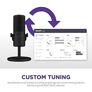 NZXT Capsule Mini - AP-WMMIC-B1 - USB Microphone – High Resolution – Cardioid Polar Pattern – Ideal for Streaming, Content Creation & Podcasting – Built-in Pop Filter – Adjustable Stand – Black