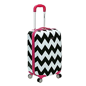 Rockland Safari Hardside Spinner Wheel Luggage, Pink Chevron, Carry-On 20-Inch