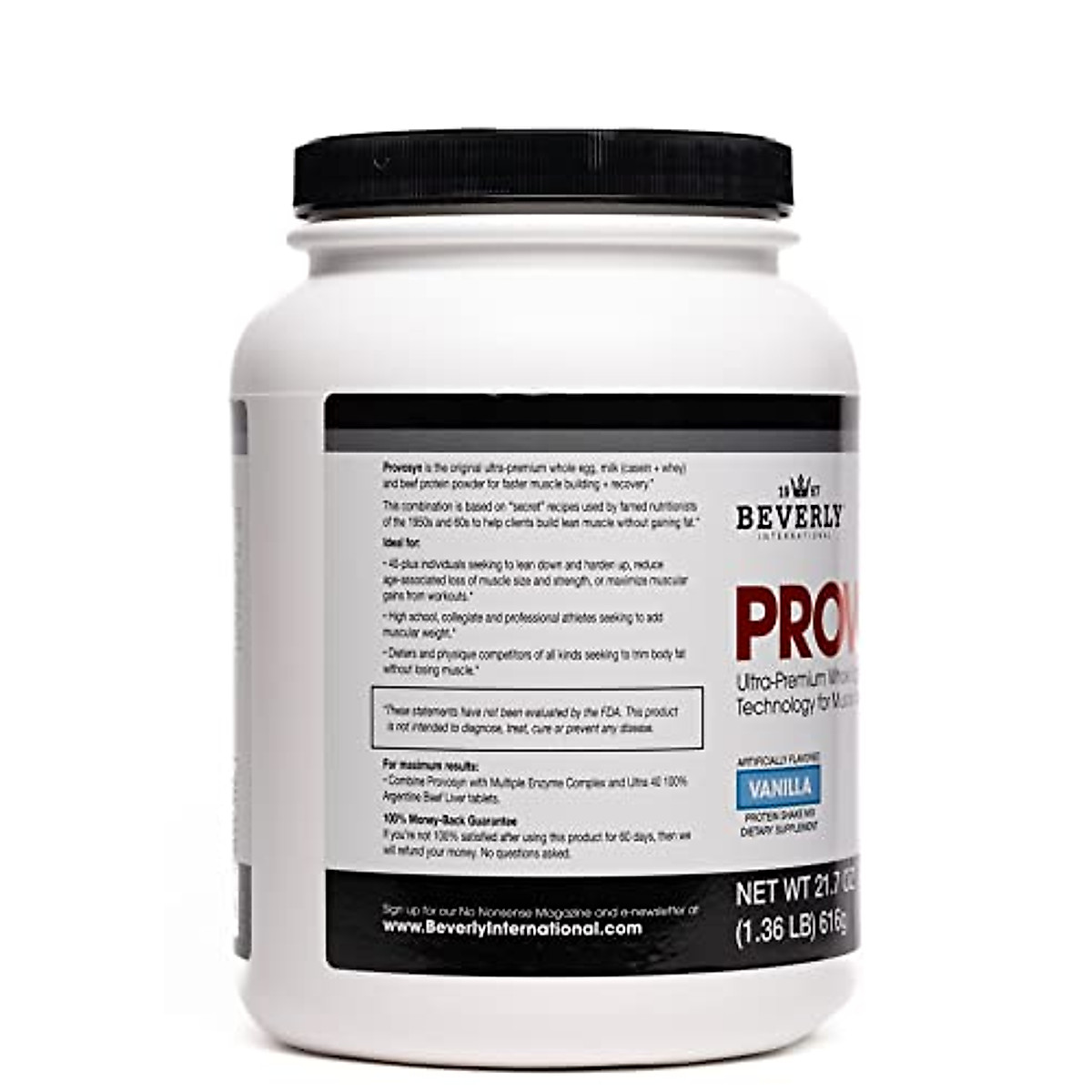 PROVOSYN. The Original Ultra-Premium Whole Egg, Milk (Casein + Whey) and Beef Protein Powder. Fast Muscle Building + Recovery. Perfect for Hard Gainers. Vanilla Flavor, 616 g The Mature Users Protein.