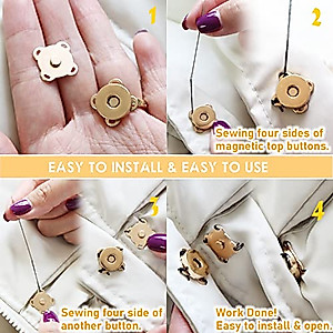 EuTengHao Magnetic Snaps Buttons, Plum Magnetic Snap Closures for Purses Handbags Clothes Bags Scrapbook, 15mm Magnet Button Closure Fastener for Sewing DIY Craft (Gold)