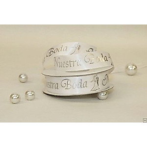 Wedding Ribbon"Nuestra BODA" 3/8" & 7/8" by 25 Yard Roll (7/8", Silver Letters)