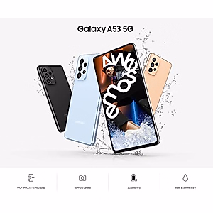 Samsung Galaxy A53 5G (SM-A536E/DS) Dual SIM,128 GB 6GB RAM, Factory Unlocked GSM, International Version - No Warranty - (Awesome Blue) (Renewed)