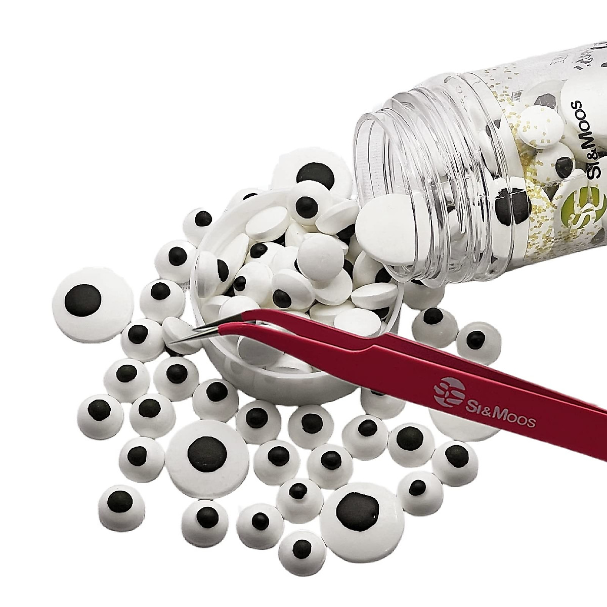 SE Si&Moos Large and Small Candy Eyes for Decorating Small Edible Eyes for Cupcakes Big Edible Eyeballs Christmas Cookie Decorations Cookie Decorating Eyes Googly Candy Eyes 3 OZ with Tweezers