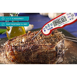 DeltaTrak Professional Digital Instant Read Meat Thermometer for Kitchen Food Cooking, Grill ,BBQ, Smoker, Deep Frying ,Candy, Waterproof , Red Q1000