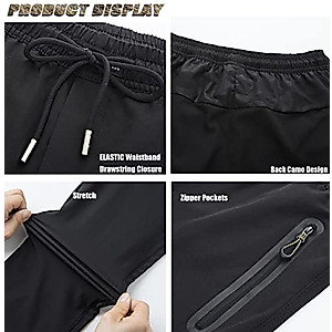 TACVASEN Hiking Pants Mens Gym Pants Men Jogger Pants for Men Fishing Pants for Men Quick Dry Pants Men Running Pants Men Track Pants Men Black