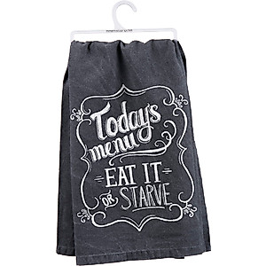 Primitives by Kathy Today's Menu Dish Towel, Black, 28" Square