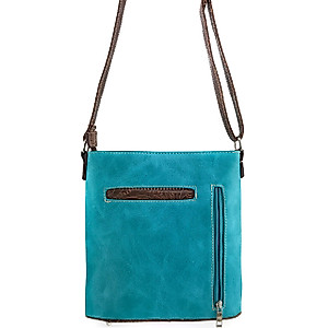 Zelris Western Rearing Horse Embroidered PU Leather Concealed Carry Women Crossbody Bag (Turquoise)