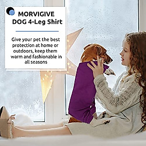 MORVIGIVE Dog Sweater for Small Dogs, Lightweight Dog Pajamas Warm Dog Coat for Hair Cover, Breathable Cotton Dog Onesie 4 Leg Puppy Jammies Winter Thermal Doggie Jumpsuits, Comfy for Boys and Girls