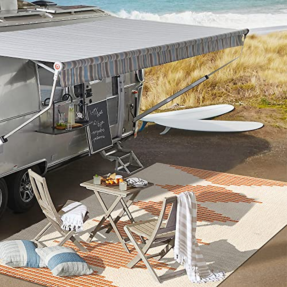 JONATHAN Y SMB204A-5 Vinales Diamond Stripe Indoor Outdoor Farmhouse Transitional Traditional Area Rug,High Traffic,Kitchen,Living Room,Backyard,Non Shedding,5 X 8,Beige/Terracotta