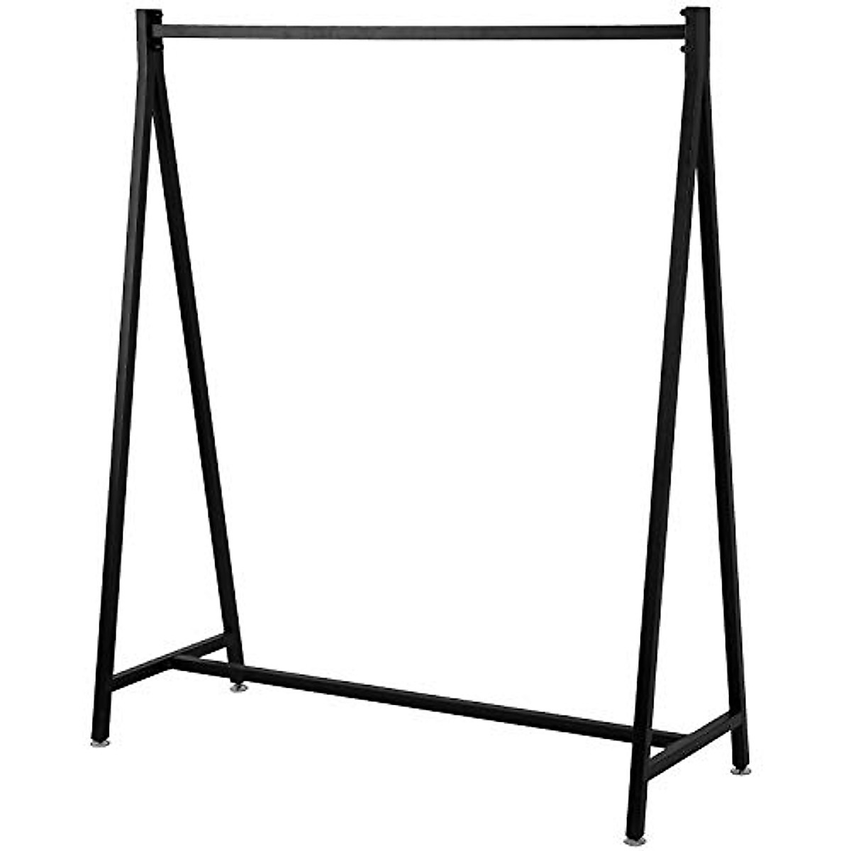 MyGift 47 Inch Modern Black Heavy Duty Metal Wardrobe Clothing Rack - Freestanding Garment Hanger for Bedroom Closet Clothes or Retail Display Stand