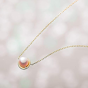 Japanese 7.0mm Akoya Cultured Pearl with Diamond Pendant Necklace for Women with 18K Yellow Gold | Classy Design Excellent Gift | Pearl Necklace