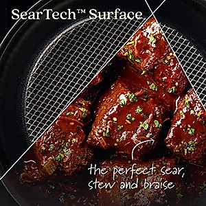 Anolon X SearTech Aluminum Nonstick Casserole Pan with Lid, 4-Quart, Super Dark Gray