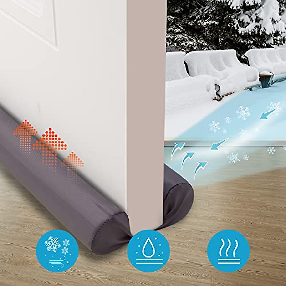 SHMILY Draft Stopper: Adjustable 32"-38", Blocks 1.5" Gap, Multi-Proof & Blocks Light/Noise (Grey)