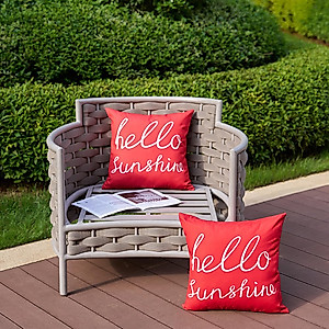 DFXSZ Outdoor Pillow Covers 12x20 Inch Set of 2 Hello Sunshine Decor Red Waterproof Throw Pillow Covers Summer Outdoor Waterproof Pillow Covers Decor for Patio Funiture Garden Sofa Couch 021A