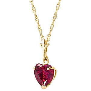 Galaxy Gold GG 14" 14 INCH 14k Solid White Gold Necklace Heart-Shaped Ruby Handcrafted Fine Jewelry Solid Gold Genuine Gemstone. Made in USA Available in Yellow, Rose gold
