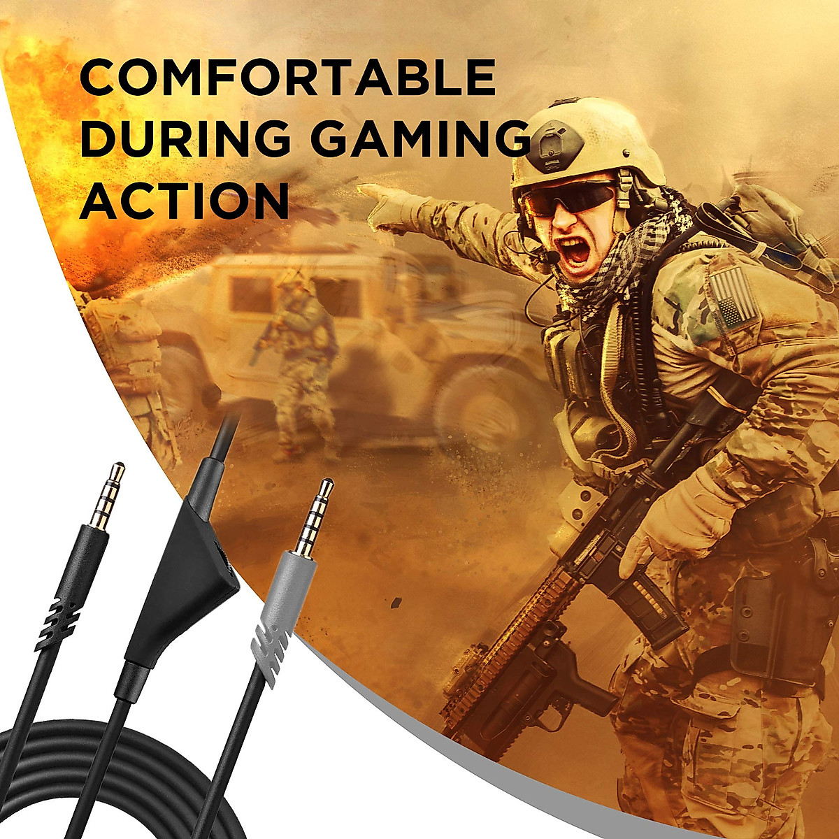 Replacement Astro A10 Cord Cable with Volume Control - Works with Astro A40, A40TR Gaming Headset Cable - Audio Gaming A10 Headset Cable Fits Xbox One, PS4, PC, Most Smartphones (6.5 Feet/2.0 M)