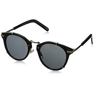 Foster Grant Women's Gia Round Sunglasses, Black/Smoke, 49 mm